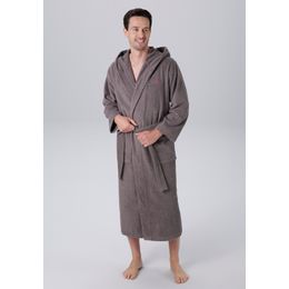 Unisex-Bademantel Kangaroos, L:132cm, grau, Walkfrottee, Hausm&auml;ntel, "Cassidy, f&uuml;r Damen & Herren, Standardl&auml;nge & &Uuml;berl&auml;nge", mit Taschen, M&auml;nner