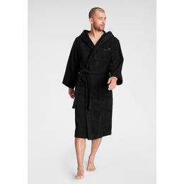 Unisex-Bademantel Kangaroos, L:120cm, schwarz, Walkfrottee, Hausm&auml;ntel, "Cassidy, f&uuml;r Damen & Herren, Standardl&auml;nge & &Uuml;berl&auml;nge", mit Taschen, M&auml;nner