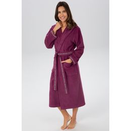 Damenbademantel Bruno Banani, L:125cm, lila, Walkfrottier, Hausm&auml;ntel, "Danny, ideal f&uuml;r Sauna & Spa, Hotelbademantel, Morgenmantel", mit