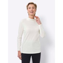 Classic Basics Damen Stehkragenshirt "Stehkragen-Shirt", beige, Gr. 46, unifarben, 100% Baumwolle, Shirts