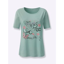 Classic Basics Damen T-Shirt "Shirt", gr&uuml;n, Gr. 42, bedruckt, gemustert, mehrfarbig, 100% Baumwolle, Shirts
