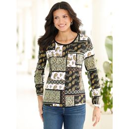 Classic Basics Damen Langarmshirt "Langarm-Shirt", gr&uuml;n, Gr. 46, bedruckt, gemustert, mehrfarbig, 100% Baumwolle, Shirts