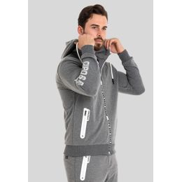 Cipo & Baxx CIPO & BAXX Herren Trainingsanzug "HOMEWEAR", grau, Gr. S, bedruckt, 80% Baumwolle, 15% Polyester, 5% Elasthan, Sportanz&uuml;ge, mit Allover-Musterung