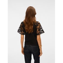 V&eacute;ro Moda VERO MODA Damen Kurzarmshirt "VMPANNA 2/4 TOP JRS", schwarz, Gr. XS, unifarben, Jersey, Obermaterial: 100% Baumwolle, Shirts