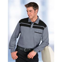 CLASSIC Herren Langarm-Poloshirt "Poloshirt", grau, Gr. 44, gemustert, mehrfarbig, 100% Baumwolle, Shirts