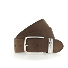 Mustang Herren Lederg&uuml;rtel, braun, Gr. 80, unifarben, Rindsleder, G&uuml;rtel, verzierte Metallschlaufe, 4 cm, Logoschriftzug