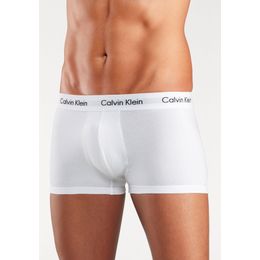 Herren Trunk "Low Rise Trunk 3 PACK", Calvin Klein Underwear, Gr. M, wei&szlig;, Obermaterial: 95% Baumwolle, 5% Elasthan, Unterhosen, mit wei&szlig;em Webbund