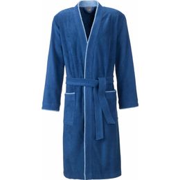 Herrenbademantel Egeria, L:125cm, blau, Walkfrottee, Hausmäntel, "Nico, ideal für Sauna & Spa, Hotelbademantel, Morgenmantel", mit Kimono-Kragen,