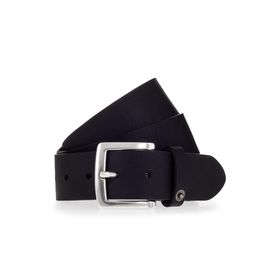Mustang Herren Lederg&uuml;rtel, schwarz, Gr. 95, unifarben, Leder, G&uuml;rtel, Mit Druckknopf-Applikation auf der Schlaufe, 4 cm