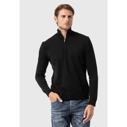 Cipo & Baxx CIPO & BAXX Herren Troyer "Pullover", schwarz, Gr. XXL, unifarben, Feinstrick, 50% Baumwolle, 50% Polyacryl, Pullover, mit Troyer-Kragen