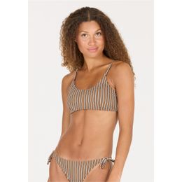 ENDURANCE ATHLECIA ATHLECIA Damen Triangel-Bikini-Top "Cadina", braun, Gr. 42, gestreift, 85% Polyamid, 15% Elasthan, Bikini-Oberteile, aus sonnensch&uuml;tzendem Material