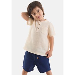 DENOKIDS Jungen Hausanzug "Handsome Muslin", Gr. 92, weiß, 100% Baumwolle, unifarben, Homewear-Sets, mit Mandarin-Kragen