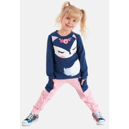 DENOKIDS Jungen Hausanzug "Cute Fox", Gr. 104, blau, 92% Baumwolle, 8% Elasthan, bedruckt, Basic, Homewear-Sets, mit Fuchsaufdruck