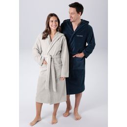 Unisex-Bademantel Bruno Banani, grau, Veloursfrottier, Hausm&auml;ntel, "Daniel, ideal f&uuml;r Sauna & Spa, Hotelbademantel, Morgenmantel", Damen & Herren