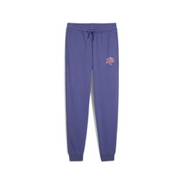 Puma M&auml;dchen Trainingshose "CLASS SWEATPANTS TR G", blau, Gr. 140, bedruckt, Sweatware, Obermaterial: 68% Baumwolle, 32% Polyester, Hosen