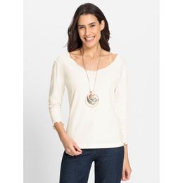 Inspirationen Damen V-Shirt "V-Shirt", beige, Gr. 40, unifarben, 95% Baumwolle, 5% Elasthan, Shirts