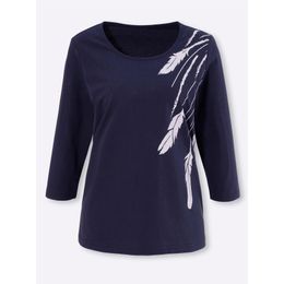 Classic Basics Damen 3/4-Arm-Shirt "3/4-Arm-Shirt", blau, Gr. 52, bedruckt, gemustert, 100% Baumwolle, Shirts