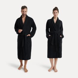 Möve Unisex-Bademantel MÖVE, L:120cm, schwarz, Walkfrottier, Hausmäntel, "Basic", mit Schalkragen