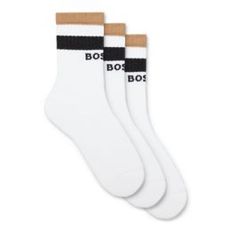 BOSS Herren Kurzsocken "3P QS Rib Iconic CC", Gr. 43, bunt, Baumwollmischung, Socken, mit Rippstruktur, Ferse und Zehen verst&auml;rkt