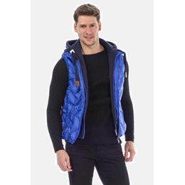 Cipo & Baxx CIPO & BAXX Herren Steppweste "Weste", blau, Basic, Gr. L, unifarben, 100% Polyester, Westen, mit Sweatkapuze, CM-151
