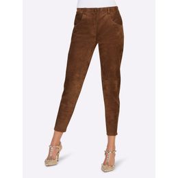 Heine Witt Damen Lederhose mit seitlichem Dehnbund, cognac, Gr&ouml;&szlig;e 38