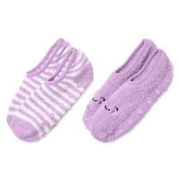 Tchibo - 2 Paar Hausschuhsocken - Damen - Gr. 35-38 - lila/gestreift