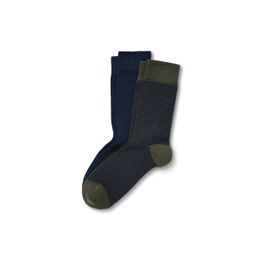Tchibo - 2 Paar Socken - Herren - Gr. 44-46 - dunkelblau/gestreift