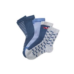Tchibo - 5 Paar Socken - Herren - Gr. 19-22 - dunkelblau/gestreift