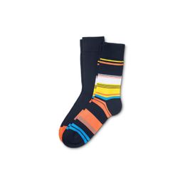 Tchibo - 2 Paar Socken - Herren - Gr. 41-43 - dunkelblau/gestreift