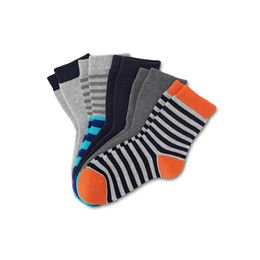 Tchibo - 5 Paar Socken - Jungen - Gr. 35-38 - dunkelblau/gestreift