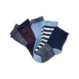 Tchibo - 5 Paar Socken - Herren - Gr. 19-22 - dunkelblau/gestreift