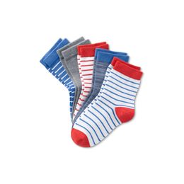 Tchibo - 5 Paar Socken - Damen - Gr. 35-38 - hellblau/gestreift