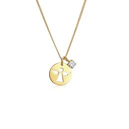 Collierkettchen Elli "Engel Wei&szlig; 925 Sterling Silber, mit Kristallen von Swarovski" Gr. 45, gold, Halsketten, Damen, 45,mit Steinen, Silber 925 (Sterlingsilber), L: 45