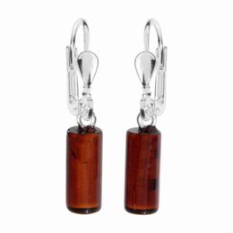 Paar Ohrh&auml;nger OSTSEE-SCHMUCK "OSTSEE-SCHMUCK Ohrh&auml;nger Walze 5 x 12 mm", wei&szlig;, Ohrringe, Damen, 28x5mm, Silber 925 (Sterlingsilber)