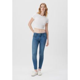 Röhrenjeans Mavi "LEXY", Damen, Gr. 25, Länge 27, blau (mid blau brushed str), 80% Baumwolle, 18% Polyester, 2% Elasthan, skinny fit knöchellang, Jeans, Cropped Super Skinny Jeans