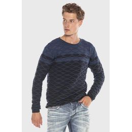 Cipo & Baxx Cardigan CIPO & BAXX "Pullover", Herren, Gr. L, blau (navyblau), 50% Baumwolle, 50% Polyacryl, unifarben, regular fit, Raglan&auml;rmel, Strickjacken, im sportlichen Look
