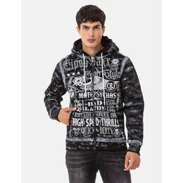 Cipo & Baxx Sweatjacke CIPO & BAXX "Jacken", Herren, Gr. S, schwarz, 70% Baumwolle;30% Polyester, bedruckt, Basic, regular fit normal, Sweatjacken, mit auffälligem Print, CL544
