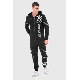 Cipo & Baxx Trainingsanzug CIPO & BAXX "HOMEWEAR", Herren, Gr. XL, schwarz, 80% Baumwolle, 15% Polyester, 5% Elasthan, bedruckt, regular fit, Sportanz&uuml;ge Trainingsanzug, zweiteilig und mit ausgefallenen Design