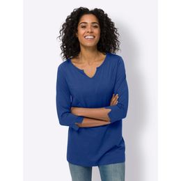 Longshirt Classic Basics "Longshirt", Damen, Gr. 40, blau (royalblau), 100% Baumwolle, unifarben, Rundhals, Shirts Longshirt