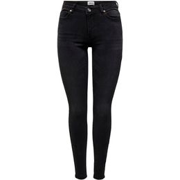 Skinny-fit-Jeans Only "ONLWAUW MID SK BJ1097", Damen, Gr. XL (42), Länge 34, schwarz (washed schwarz), Denim/Jeans, Obermaterial: 56% Baumwolle, 39% Polyester, 3% Viskose, 2% Elasthan, Abriebeffekte, Jeans 5-Pocket-Jeans