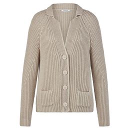 Peter Hahn - Strickblazer mit Reverskragen, beige, Gr. 42 / M - Baumwolle