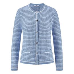 Peter Hahn - Rundhals-Cardigan, blau, Gr. 38 / S - Baumwolle