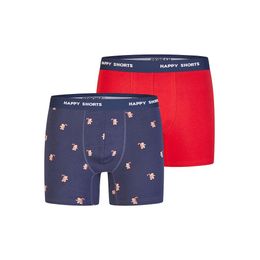 Happy Shorts Boxershorts 'Christmas' Herren Gr&ouml;&szlig;e L navy / feuerrot