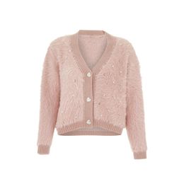 IMMY Strickjacke Damen Gr&ouml;&szlig;e M rosa / transparent / perlwei&szlig;