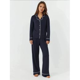 Hiccup Pyjama Damen Gr&ouml;&szlig;e S marine / wei&szlig; Winterkleid