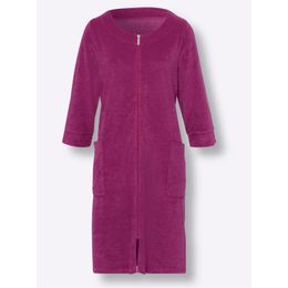 WITT Damen Bademantel mit Rei&szlig;verschluss, Feinfrottee, magenta, Gr&ouml;&szlig;e 56/58