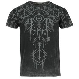Black Premium by EMP Black Washed T-Shirt With Runes And Skulls T-Shirt schwarz in XL Q124-001045 M502754