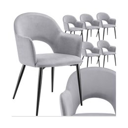 TecTake&reg; Armlehnstuhl, in Samtoptik, gepolstert, pulverbeschichtete Stahlbeine, 57 x 61,5 x 87,5 cm