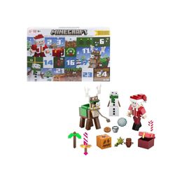 Mattel HXM86 - Minecraft - Adventskalender mit 24 Überraschungen - 3 Actionfiguren (ca. 8 cm), 17 Zubehörteile & 4 Aufkleber
