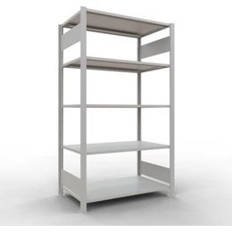 SCHULTE LAGERTECHNIK B&uuml;roregal Stecksystem MultiPlus150, Grundregal, 5 Fachb&ouml;den, ohne Mittelanschlag, B 1000 x T 600 x H 1800 mm, Lichtgrau RAL 7035